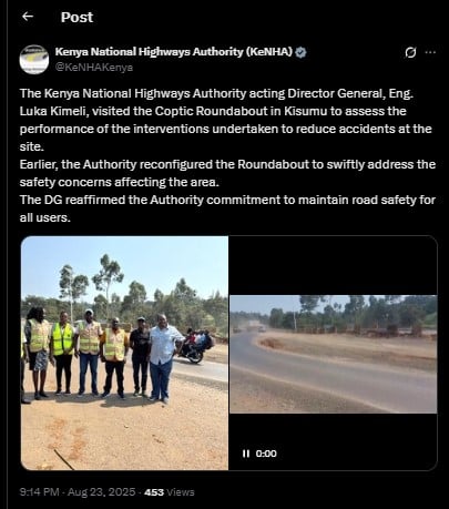 KeNHA assesses ongoing reconfiguration of killer Coptic Roundabout ...