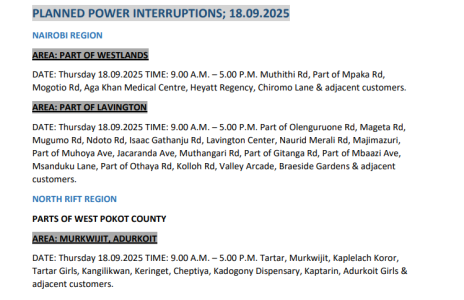 Thursday blackout to affect parts of 7 counties – Kenya Power - People ...