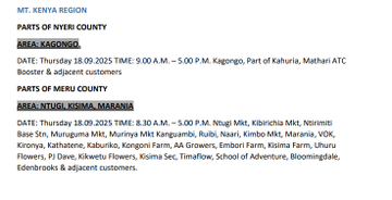 Thursday blackout to affect parts of 7 counties – Kenya Power - People ...