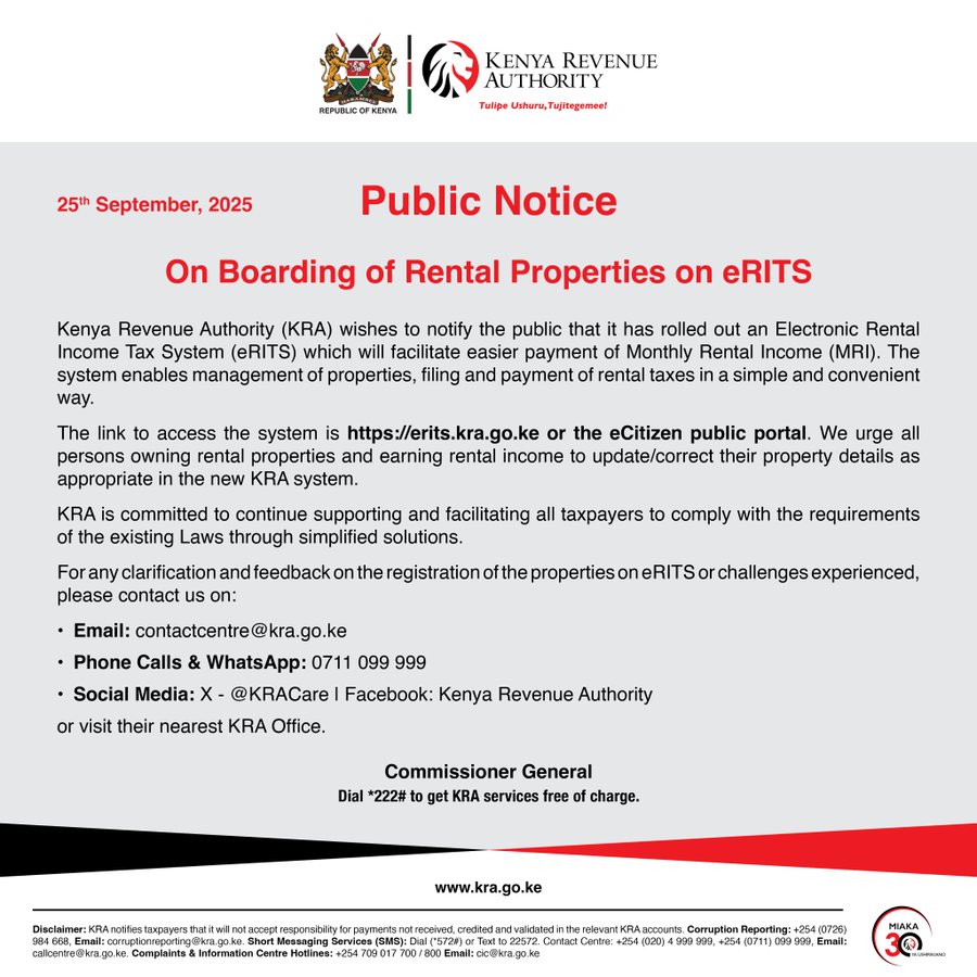 KRA rolls out electronic system to ease payment of rental taxes ...