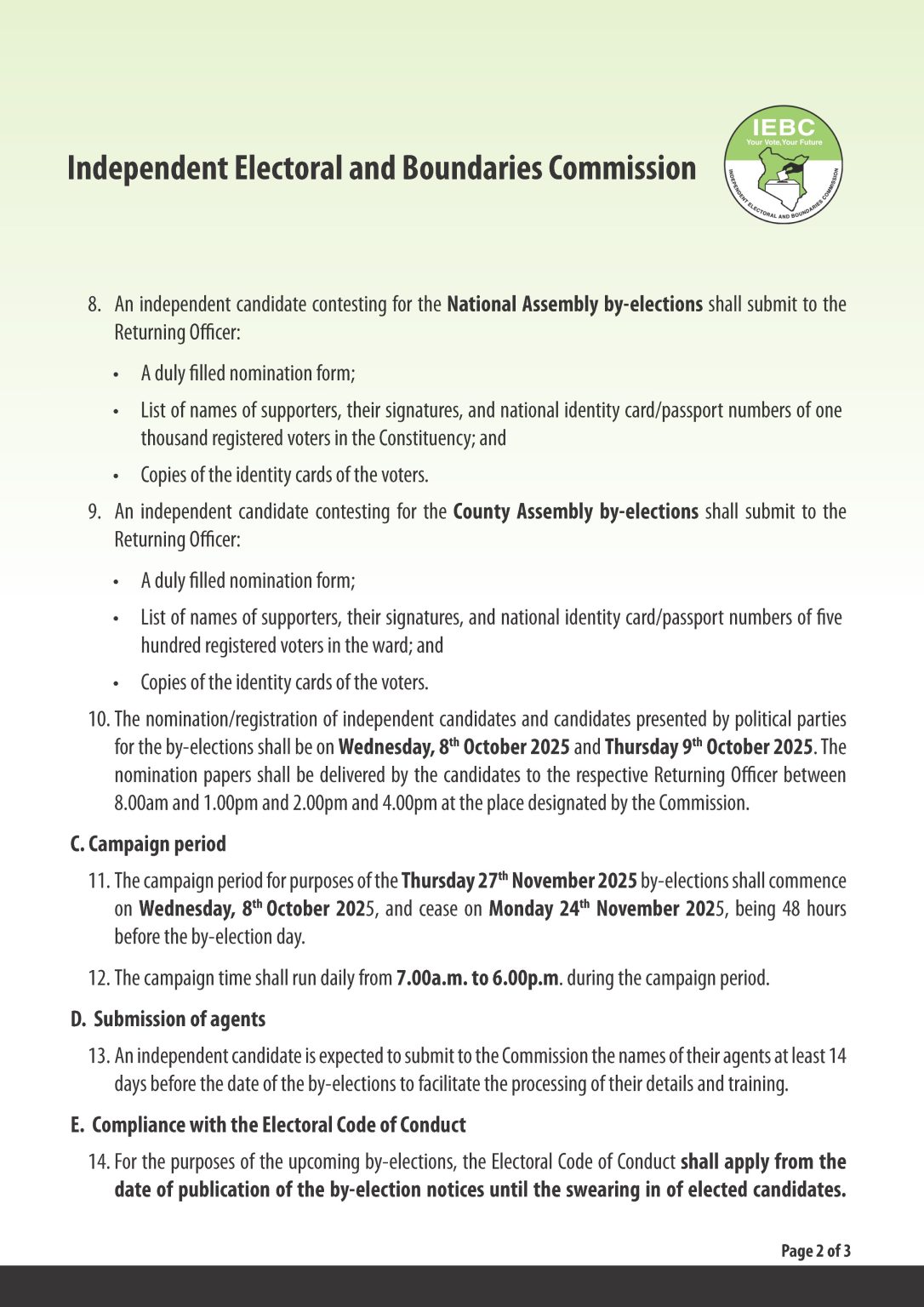 IEBC issues fresh rules for independent candidates ahead of by ...