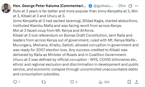 Ruto at 3 outshines all former presidents – Kaluma - People Daily