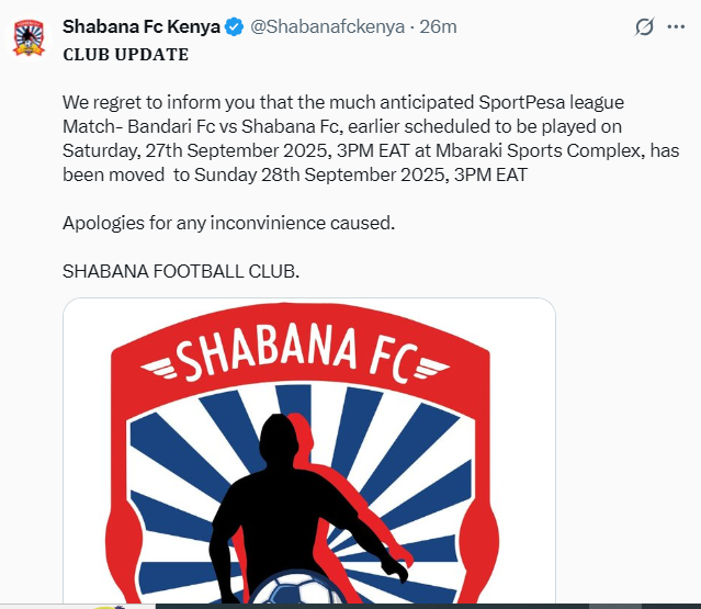 Shabana confirm date change for Bandari FKF PL showdown - People Daily