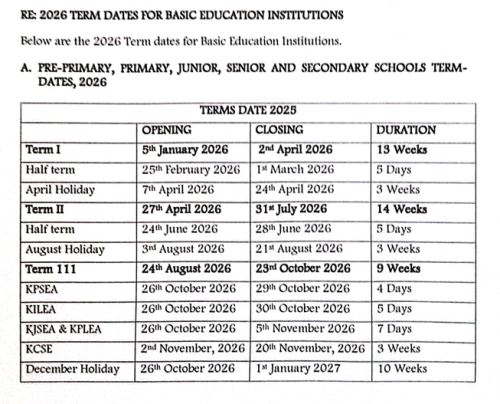 Inside 2026 school calendar and examination dates - People Daily