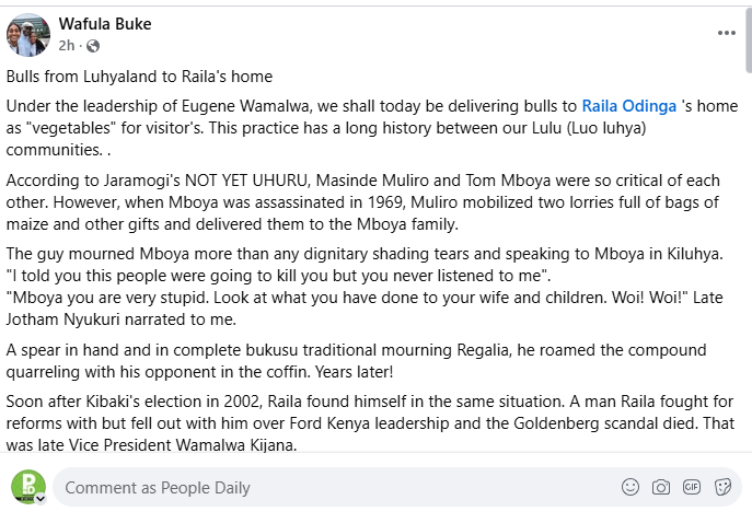 Wafula Buke and Eugene Wamalwa to lead delivery of 20 bulls from Luhya ...