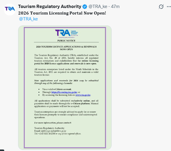 Tourism Regulatory Authority opens 2026 licence applications and ...
