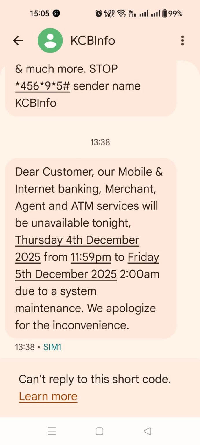 KCB announces temporary shutdown of key banking services - People Daily