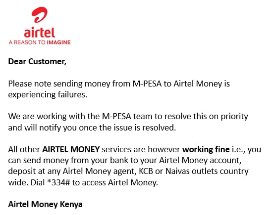 Airtel gives an update after service disruption on M-Pesa to Airtel ...