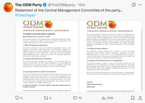 ODM to initiate pre-2027 structured talks starting with Ruto’s UDA ...