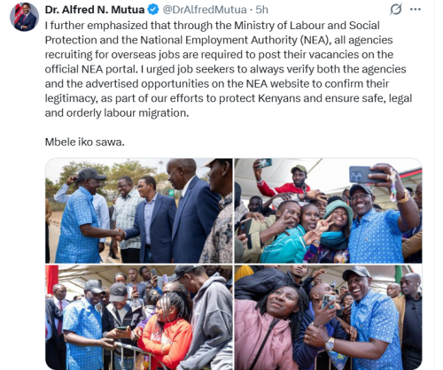 Alfred Mutua gives firm instructions to Kenyans applying for overseas ...