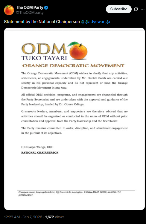 ODM distances itself from Oketch Salah, says his actions don’t ...