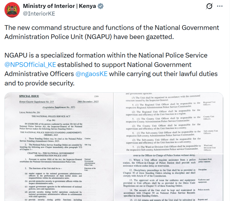 Govt gazettes new specialised formation within National Police Service ...