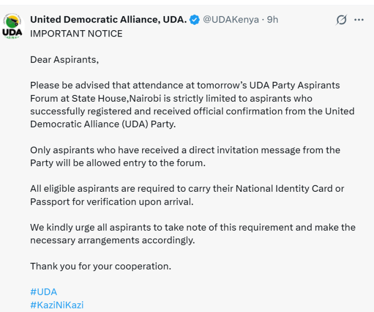UDA issues last-minute notice to limit number of aspirants expected at ...