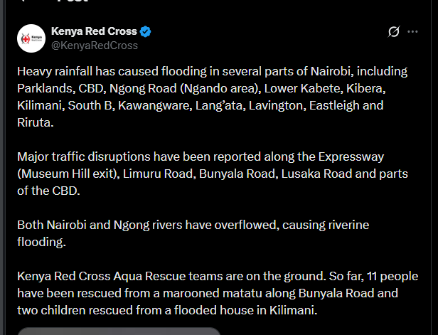 Kenya Red Cross: 11 rescued as fresh floods hit sections of Nairobi ...