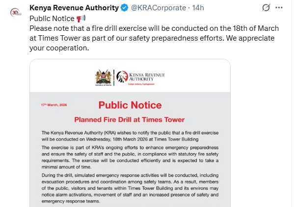 KRA explains why there will be alarms and heavy security around Nairobi ...