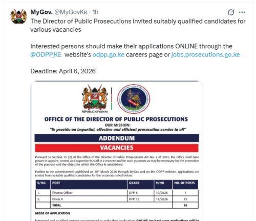 ODPP announces 16 job vacancies, extends application deadline - People ...