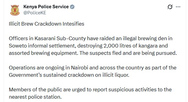 Police destroy 2,000 litres of Kangara in illicit brew crackdown in ...