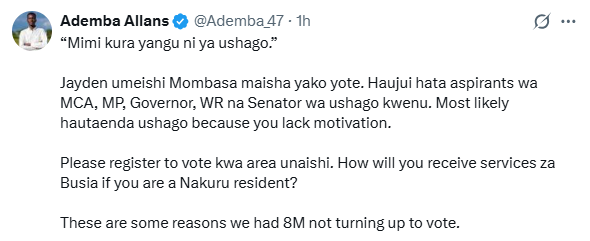 Tuko Kadi founder Allan Ademba calls for shift in voter registration ...