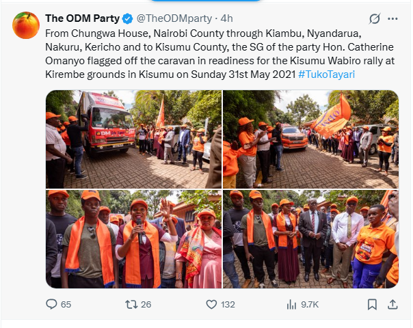 ODM flags off caravan ahead of Kisumu Wabiro rally - People Daily