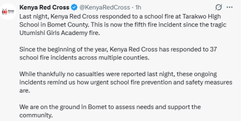 Red Cross: Fifth school fire reported since Utumishi Girls tragedy as ...