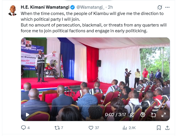 Governor Wamatangi: Kiambu voters will choose my next political party ...